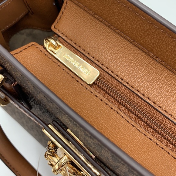 Michael Kors | Bags | Nwt Michael Kors Hamilton Small Satchel Crossbody Luggagebrown Signatur ...